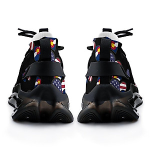 Interlocking Hearts American Colorado Flag Sport Shoes for Men Women Non Slip Lightweight Breathable Walking Running Shoes 8women/6men