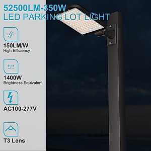 320W(350x1W LED) LED Parking Lot Lights Outdoor 48000LM 5000K Parking Lot LED Lights Commercial, IP65 Led Pole Light Arm Mount with Photocell (Driver Equipped, 7Yrs Warranty)-4Pack