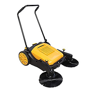 WDZCZDoo 41" Industrial Walk-Behind Floor Sweeper Hand-Push Floor Cleaning Machine Heavy Duty for Outdoor Large Area Floor Street Sweeping Cleaning Tool