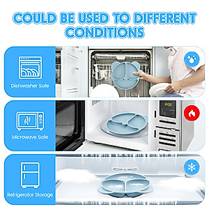 OEC-T5 Baby Led Weaning Supplie，Silicone Baby Feeding Set with Suction Plate and Bowl，Toddler Self Feeding Essentials with Spoons Forks Bib Sippy Cup，Eating Utensils for 6+ Months (10 Pcs)