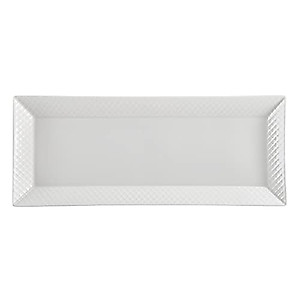 Mikasa Trellis Chip Resistant Set of 2 Platter Serving Tray, 12 and 15 inch, White