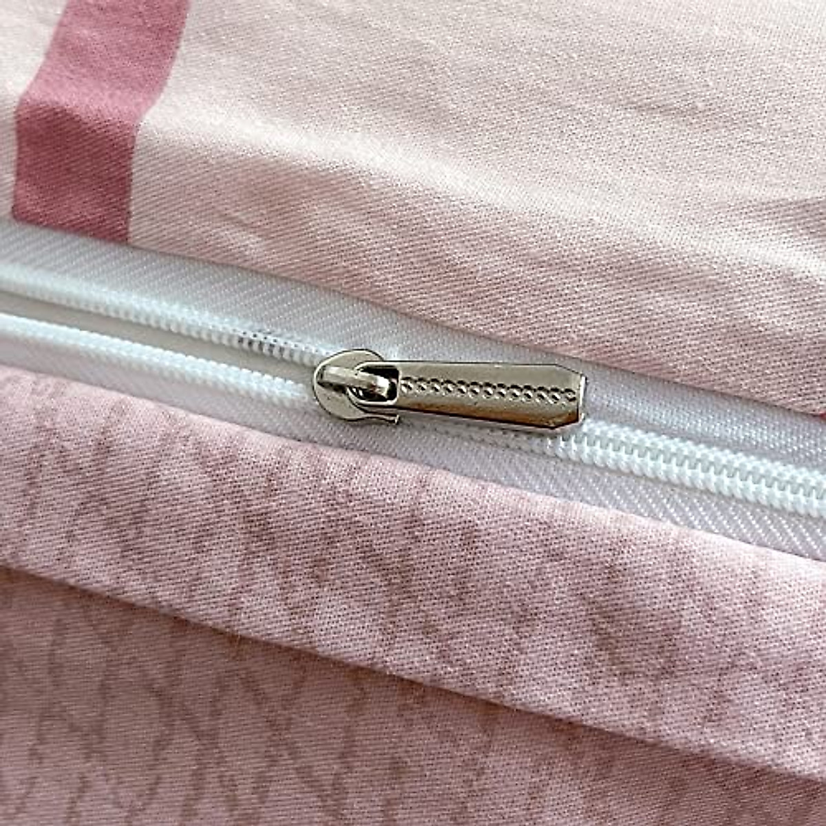 LIWHENHAO Hearts Duvet Cover Set Queen 100% Cotton Bedding Red Heart on Pink Check Plaid 1 Romantic Geometric Comforter Cover Full Zipper Closure 2 Pillowcases for Kids Girls Boys Woman