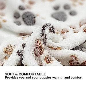 1 Pack 3 Puppy Dog Blankets Super Soft Warm Sleep Mat Fluffy Premium Fleece Pet Blanket Flannel Throw for Dog Puppy Cat - White Paw Print Small(23"x15")