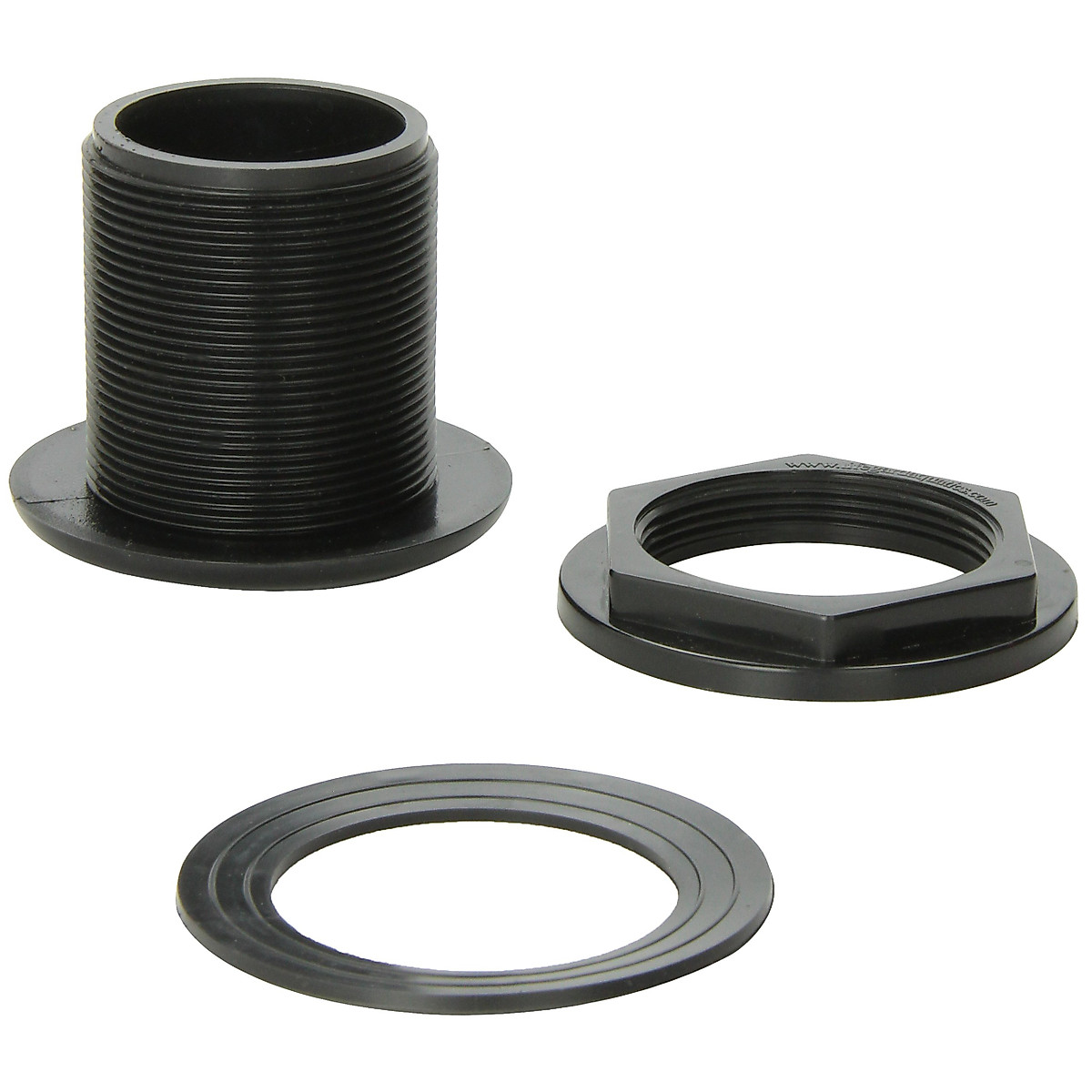 Lifegard Aquatics Standard Threaded Bulkhead Kit for Fish Aquariums – High-Impact Resistant PVC – Includes Bulkhead Fitting, Gasket, Lock Nut – Jet Black – 1-1/2 Inch