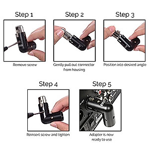 LyxPro XLR Angle Adapter Dual Male and Female can be positioned to 4 Different Angles Right Left and 90 Degree Great for Mixers That Interfere with Other Applications