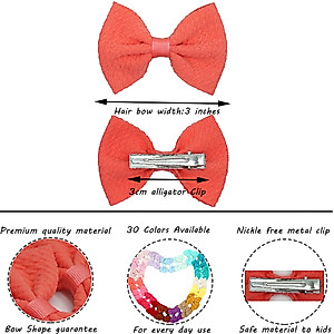 JOYOYO 60Pcs Baby Girls Kids Toddlers 2.75 Inch Twill Waffle Fabric Hair Bows Alligator Clips for Pigtails Hair Accessories and Bangs