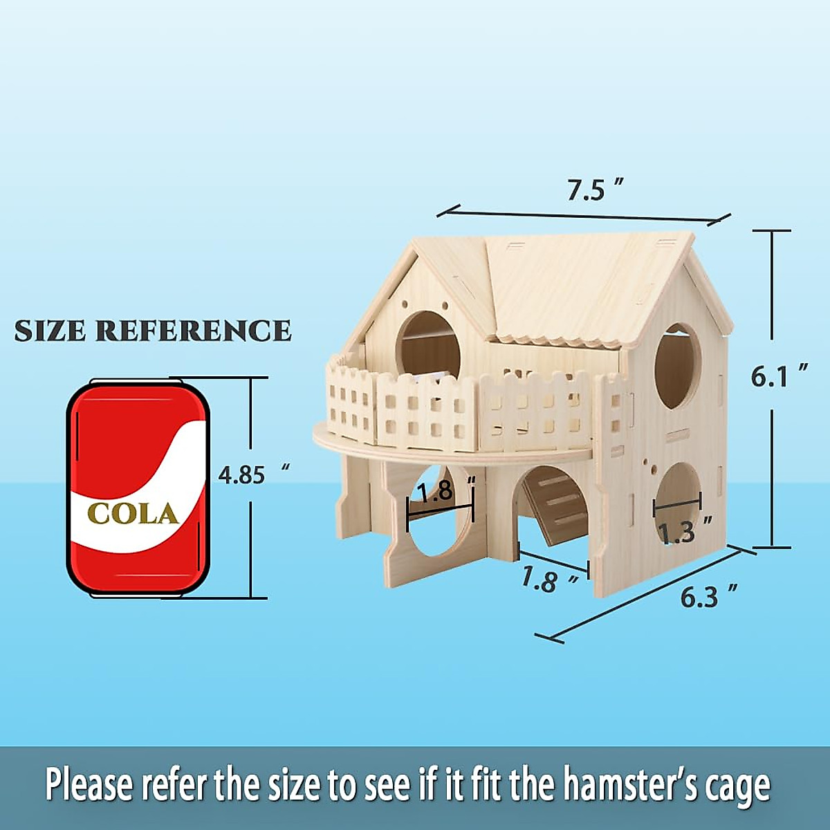 Hamster Forest Lookout Wood House Fun House Double-Decker Hut for Young Dwarf Gerbil Mouse Mice Rat Small Animals(Small Size Only for Small Hamster)