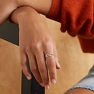 ChicSilver 925 Sterling Silver Ring Cubic Zirconia Cz Infinity Knot Rings for Women Eternity Wedding Band Promise Rings Size 12