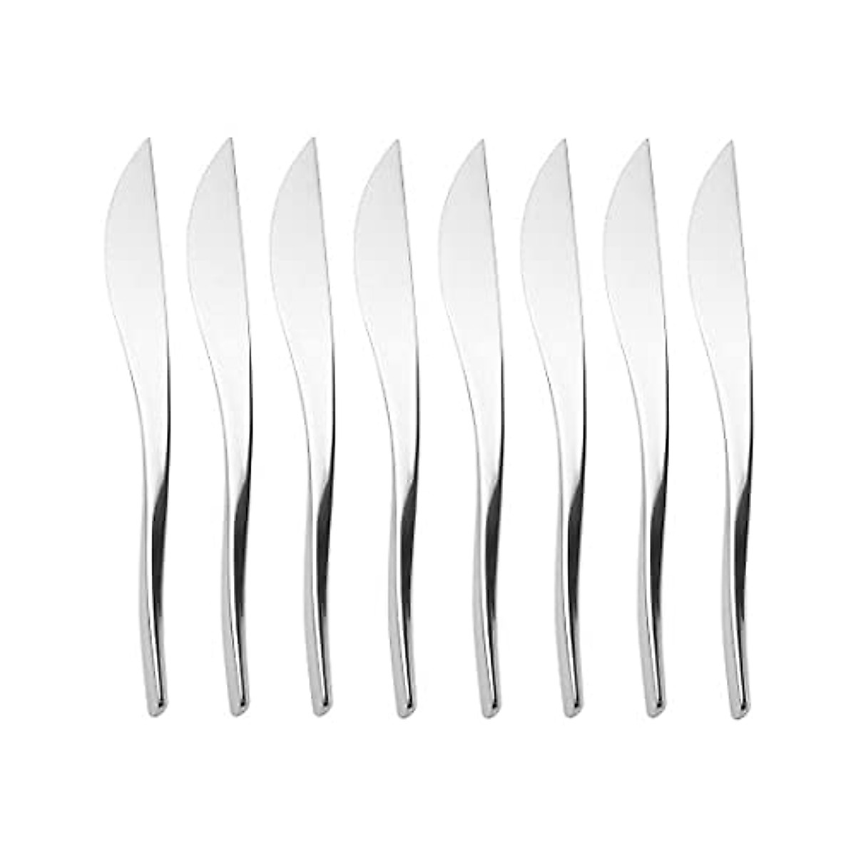 nambe - Flatware Collection - Anna Steak Knives - Set of 4 - Made with Stainless Steel - Sharp Knives Set - Dinner Knifes - Sturdy And Easy To Clean - Dishwasher Safe - Designed by Lou Henry