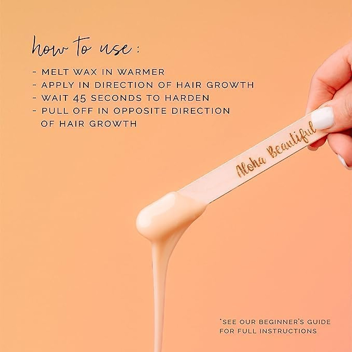 KoluaWax Hard Wax Beads for Hair Removal – Coarse Hair Formula – Face, Brazilian, Underarms, Back Chest, Bikini Waxing – Coconut Colada, 1lb Refill for Wax Warmers & 10 Large Applicator Sticks