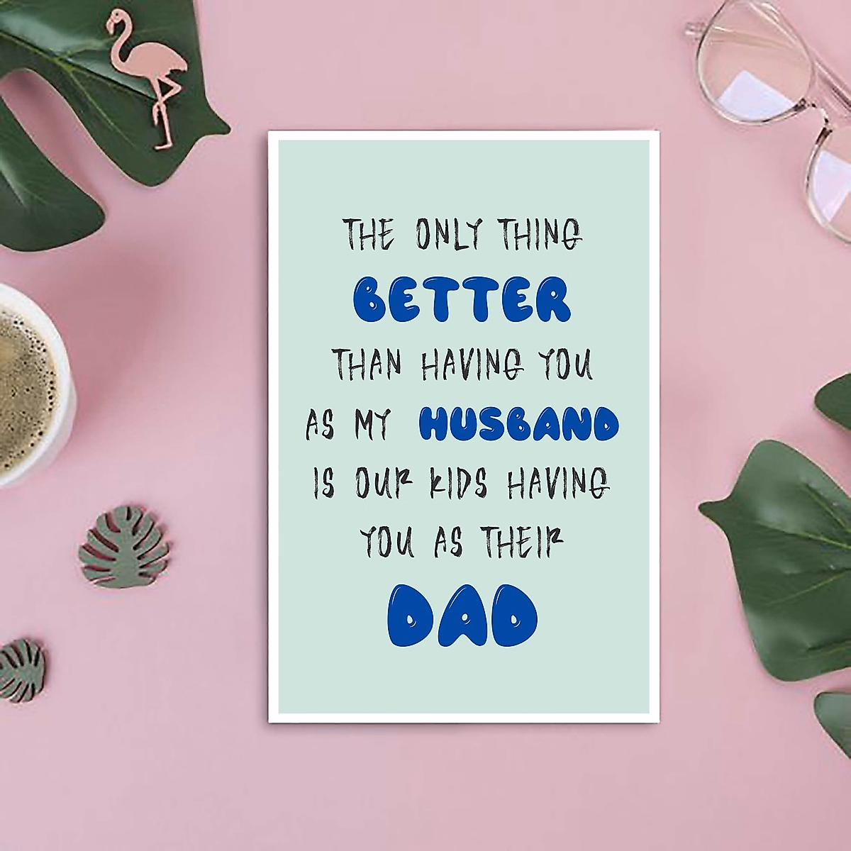 Serviky Sweet Father’s Day Card from Wife, Lovely Best Dad Father’s Day Card for Husband, Novelty Birthday Card for Him