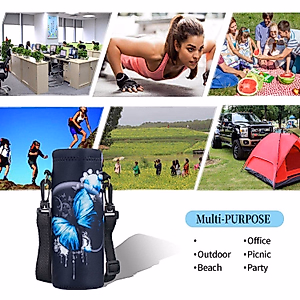 AUPET Water Bottle Carrier,Insulated Neoprene Water bottle Holder Bag Case Pouch Cover 1000ML or 750ML,Adjustable Shoulder Strap, Great for Stainless Steel and Plastic Bottles