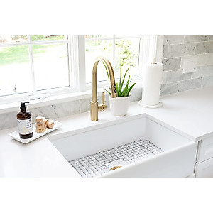 Sinkology K808-B60 Turner Farmhouse/Apron-Front 30 in. Single Bowl Fireclay Kitchen Sink with Strainer Drain, 30 inch, Crisp White