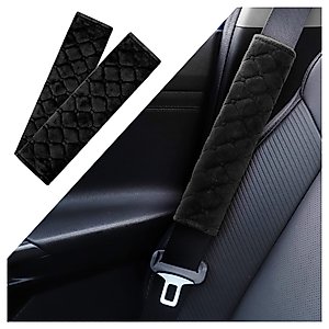 Turcee 2 PCS Auto Seatbelt Covers Soft Seat Belt Cushion,Anti-Friction for a Comfortable Driving,Car Accessories for Men/Women/Kid,Fit with All Cars and Backpacks (Black)