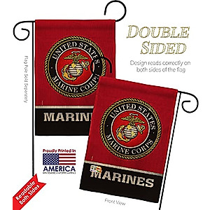US MILITARY United State Burlap Garden Flag 2pcs Pack Armed Forces Marine Corps USMC Semper Fi American Military Veteran Retire Official House Banner Small Yard Gift Double-Sided, Made in USA