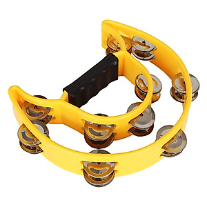 4 Pack 9" Double Row Tambourine Metal Jingles Hand Held Percussion Drum, Half Moon Musical Tambourine, Plastic Musical Percussion Tambourines Music Rhythm for KTV, Party, Multicolor