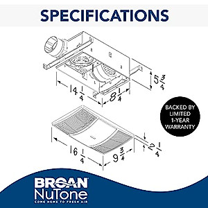 Broan-NuTone BHFLED80 PowerHeat Bathroom Exhaust Fan, Heater, and LED Light Combination, 80 CFM