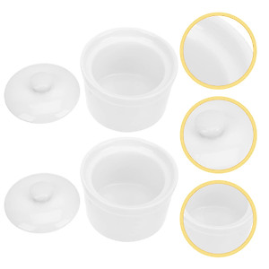 Angoily 2pcs Ceramic Stew Pot with Lid Small Steam Soup Bowl Steaming Cup Stockpot Cookware for Egg Custard Medicinal Birds