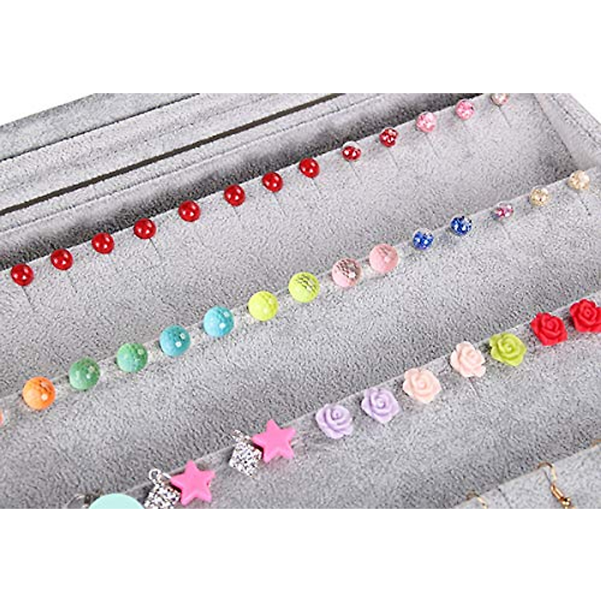 AUTOARK Ice Velvet Clear Lid 55 Pairs Earring Tray Showcase Display Organizer,AJ-024