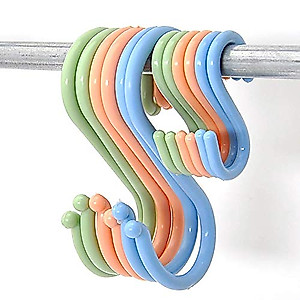 YITAQI S Hooks,Portable Multi-Purpose Storage Rack Door Scarf Hat Hanging S-Shaped Hook Clothes Hanger Organizer Key Holder(4Pcs Blue L)