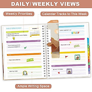 Teacher Academic Planner 2023-2024, Weekly and Monthly Academic Planners for Women in Jul.2023 - Jun.2024, 8.5"x 11" Marked Tabs, Hardcover with Elastic Closure, Back Pocket, Twin-Wire Binding