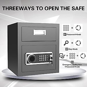 2 Cub Security Business Safe and Lock Box with Digital Keypad,Drop Slot Safes with Front Load Drop Box for Money and Mail,Business