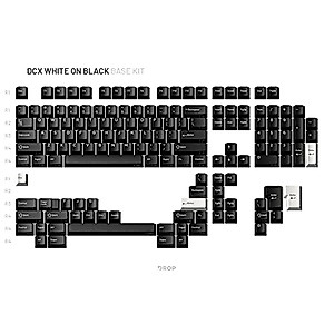 DROP DCX White-on-Black Keycap Set, Doubleshot ABS, Cherry MX Style Keyboard Compatible with 60%, 65%, 75%, TKL, WKL, Full-Size, 1800 layouts and More (White-on-Black)