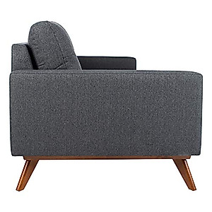 Safavieh Couture Home Gneiss Mid-Century Modern Slate Grey and Dark Brown Tufted Sofa