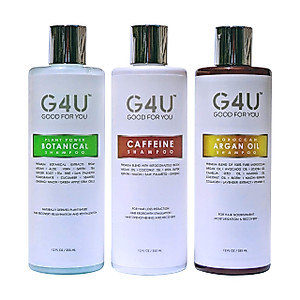 G4U Sulfate Free Shampoo with Argan Oil for Women and Men, All Hair Types, Dry, Damaged, Frizzy and Color Treated Hair. Natural Volumizing Moisturizing. For Home, Salons and Spas.12 Fl Oz