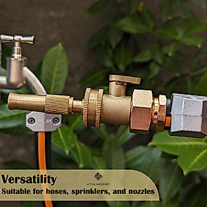 Little Gardener Hose Shut Off Valve - GHT 3/4 Inch Brass Garden Hose Valve - Heavy Duty Water Fittings to Connect to Outside Hose Bib - Shutoff Connector and Adapter for Outdoor Faucet Use On Off