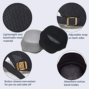 3 Pieces Newsboy Cap Mesh Breathable Summer Adjustable Cabbie Flat Beret (Light Gray, Navy Blue, Black)