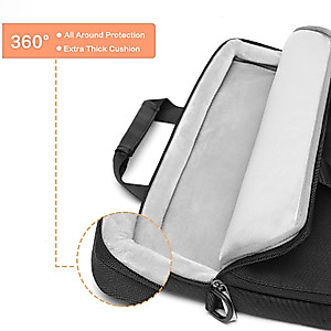 MOSISO 360 Protective Laptop Shoulder Bag Compatible with MacBook Air/Pro,13-13.3 inch Notebook,Compatible with MacBook Pro 14 inch 2021,Polyester Sleeve with 3 Front Pockets&Fix Handle&Belt,Black