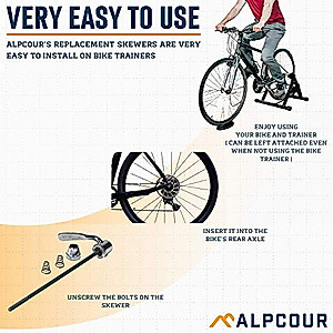 Alpcour Replacement Skewer – Quick Release Rear Wheel Axel Skewer for Road Mountain Bike Trainer – Indoor and Stationary Bicycle Training Replacement Parts and Accessories