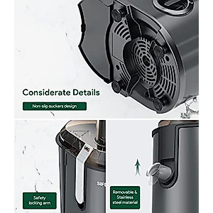 SIFENE Juicer Machine, 800W Juicer with 3.2" Big Mouth for Whole Fruits and Veggies, Juice Extractor with 3 Speeds Settings, Easy to Clean