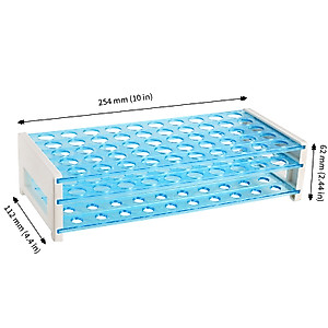JAPCHET 6 Pack Plastic Test Tube Rack, 50 Holes Test Tube Rack Holder for 13/16mm Tubes, Detachable Stand Bracket Rack for Scientific Experiment, Party Favors, Decoration, Holds 50 Tubes, Blue
