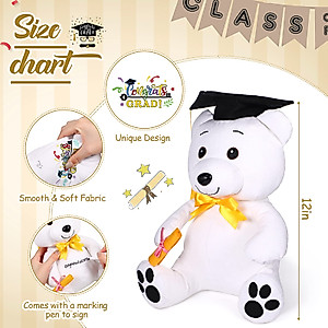 Zomiboo Graduation Autograph Stuffed Animal 2025 Smooth Fabric Stuffed Toy with Congrats Grad Plush Autograph Stuffed Animal with Black Marking Pen for Graduate Student Party(Canvas Dog)
