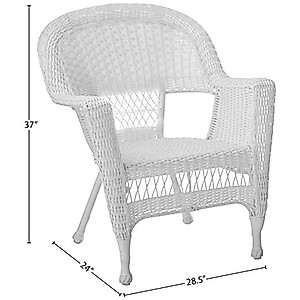 Jeco 3 Piece Wicker Chair and End Table Set without Cushion, White