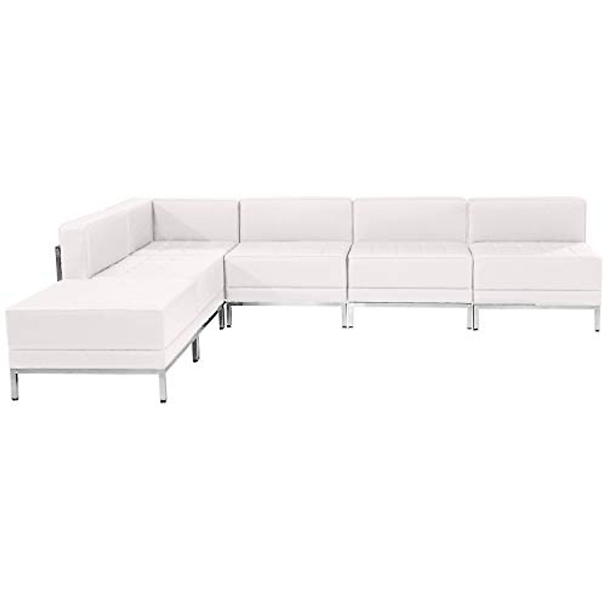 Flash Furniture HERCULES Imagination Series White LeatherSoft Sectional Configuration, 6 Pieces