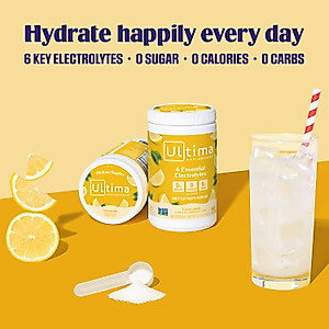 Ultima Replenisher Daily Electrolyte Powder Drink Mix – Lemonade, 90 Servings – Hydration Powder with 6 Key Electrolytes and Trace Minerals – Keto Friendly, Vegan, Non-GMO and Sugar-Free