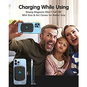 YaNovate Magnetic Power Bank, 5000mAh Magnetic Wireless Power Bank Portable Charger, PD 20W External Battery Pack Compatible with iPhone 12/13 Pro/12 Pro Max/12Mini - Black