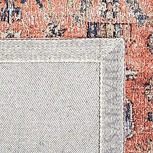 SAFAVIEH Classic Vintage Collection Area Rug - 6' x 9', Rust & Navy, Oriental Distressed Cotton Design, Easy Care, Ideal for High Traffic Areas in Living Room, Bedroom (CLV305P)