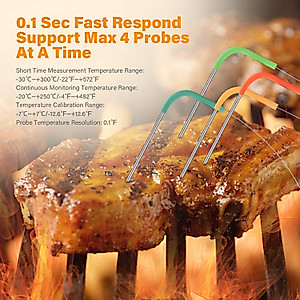 Inkbird Wi-Fi Bluetooth Grill Thermometer, Wireless BBQ Thermometer with 4 Probes,Digital Meat Thermometer for Smoker, Oven, Kitchen, Drum, Grill