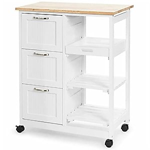 GXBPY Rolling Kitchen Island Multipurpose Storage Cart with 3 Storage Drawers and Shelves, Black (Color : D, Size : As Shown)