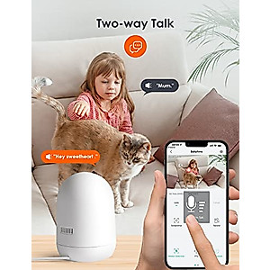 BabyTime Pet Camera, Indoor 2K 360° Wi-Fi Smart Camera with Night Vision, Motion Detection, Two-Way Audio, Compatible with Alex