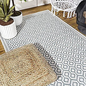 JONATHAN Y SMB111A-3 Marvao Diamond Trellis Indoor Outdoor Area-Rug Bohemian Coastal Easy-Cleaning Bedroom Kitchen Backyard Patio Non Shedding, 3 X 5, Teal/Gray