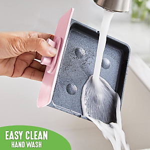 GreenLife Healthy Ceramic Nonstick 12" Square Electric Skillet (5QT) and 3-in-1 Breakfast Maker Station, Pink