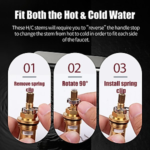 Ceramic Valve Cartridge Replacement for K-GP77006-RP, Cold Water Cartridge Compatible with Kohler Two-Handle Faucet, Brass Faucet Cartridge with Spline Adapter for Kitchen and Bathroom (Cold)