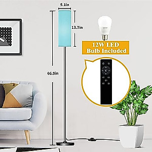 Qaubauyt Floor Lamp for Living Room Bedroom, Modern Floor Lamp with Remote,Stepless Dimmable 12W Bulb Included,Standing Lamps LED Tall Lamp for Bedroom Office(Blue)