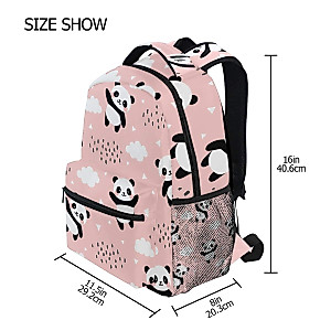 Qilmy Panda Backpack for Girls Student School Bookbag Laptop Computer Travel Daypack, Pink
