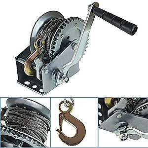 ALL-CARB 1200lbs Heavy Duty Hand Winch Boat Winch with 10m 32ft Steel Cable for Boat Trailer or ATV